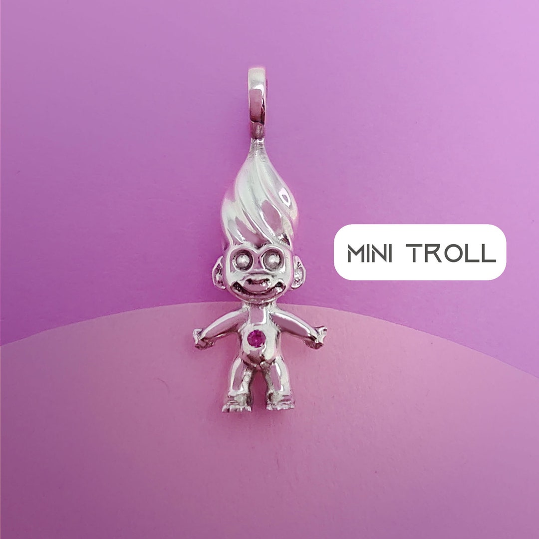 Mini Lucky Troll Charm/ Funny Miniature Jewelry/ 90s Cute Handmade ...