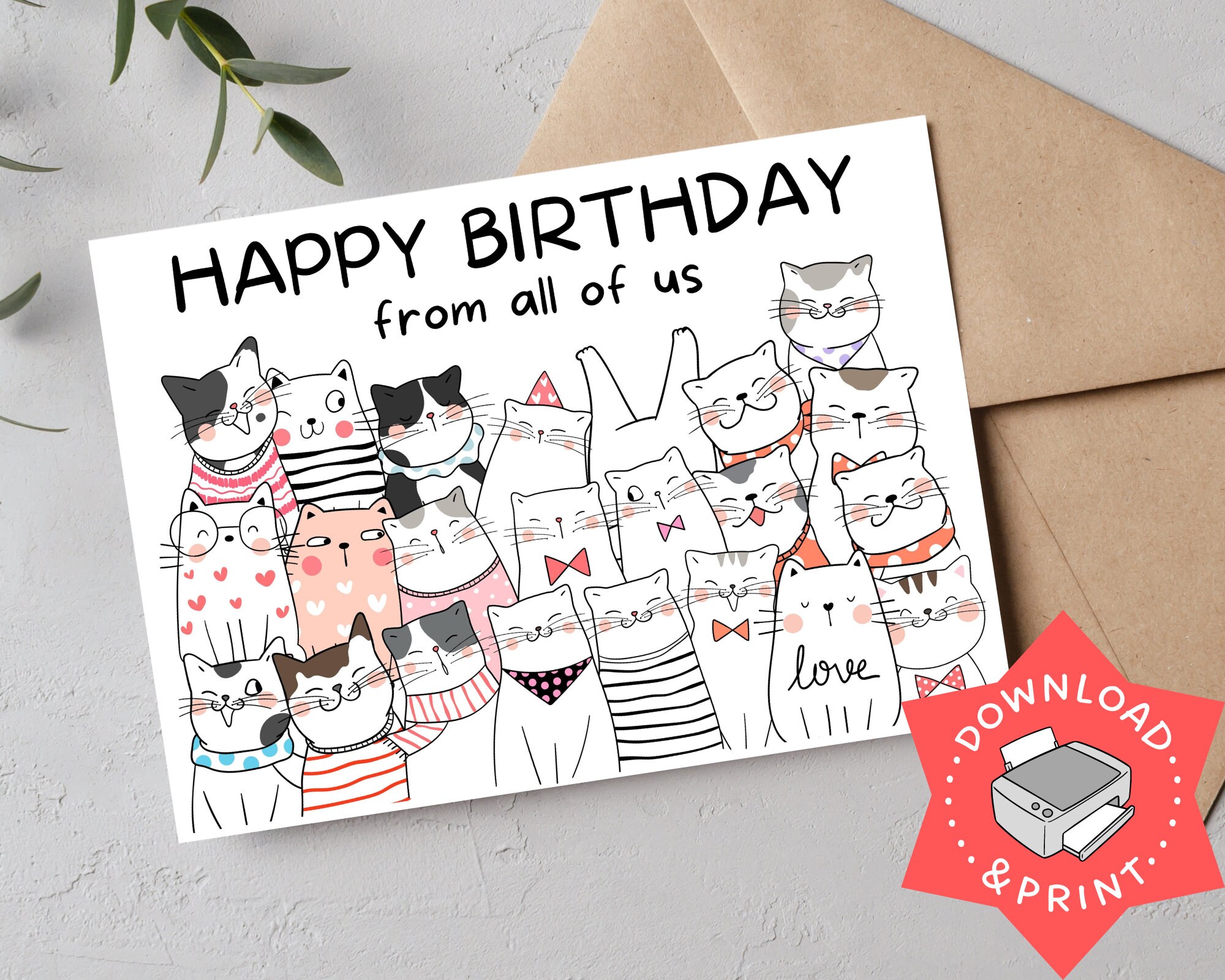 PRINTABLE Birthday Card From the Team Happy Birthday From All of Us ...
