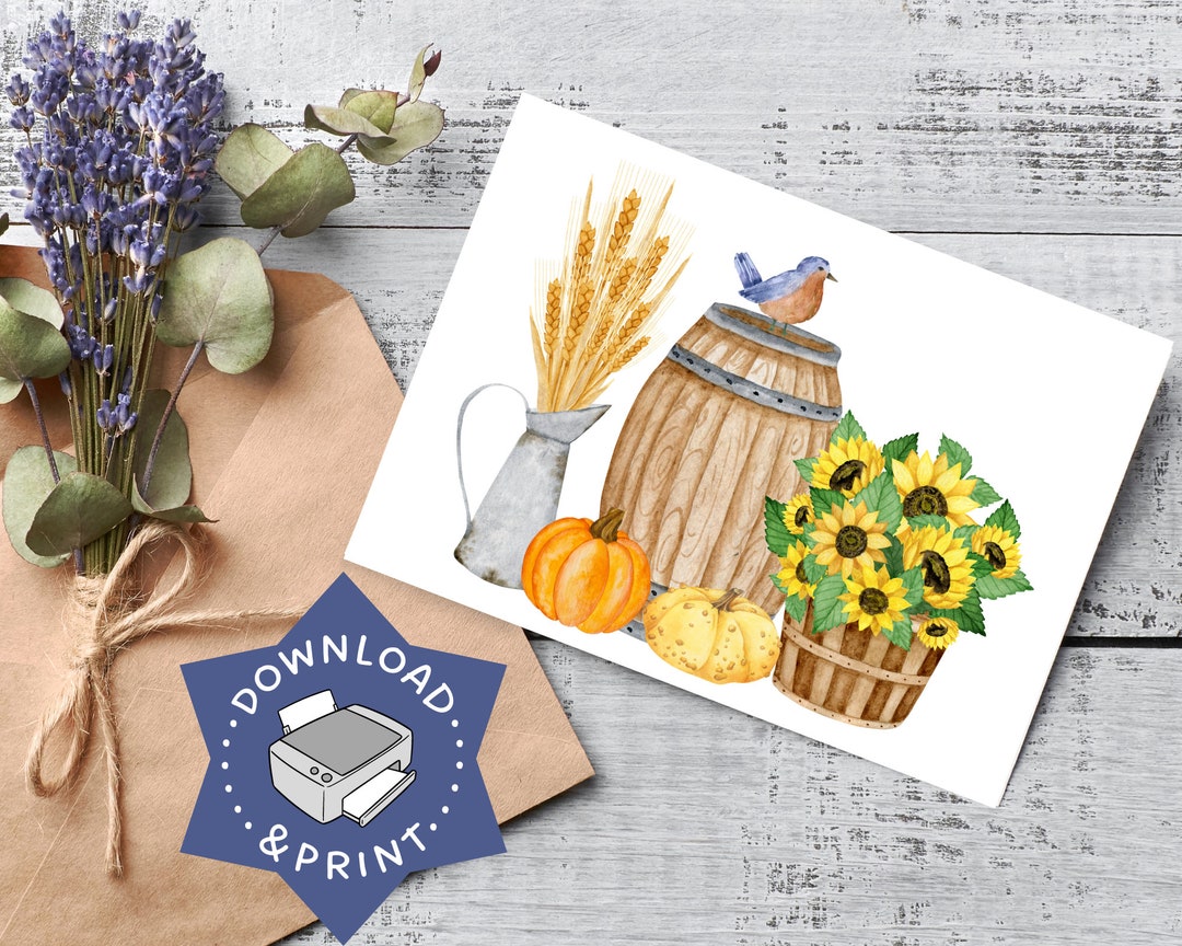 PRINTABLE Autumn Card Printable Fall Card Autumn Greeting Card Autumn ...