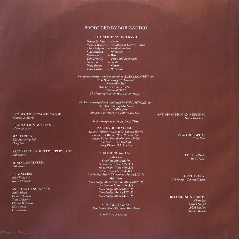 Neil Diamond, You Don't Bring Me Flowers / Vinyl - Etsy
