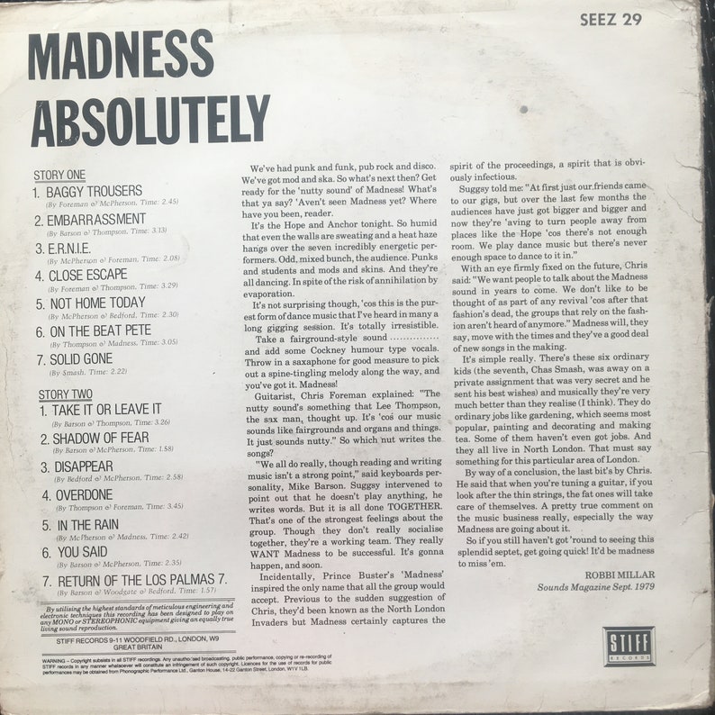 Madness, Absolutely / Vinyl - Etsy