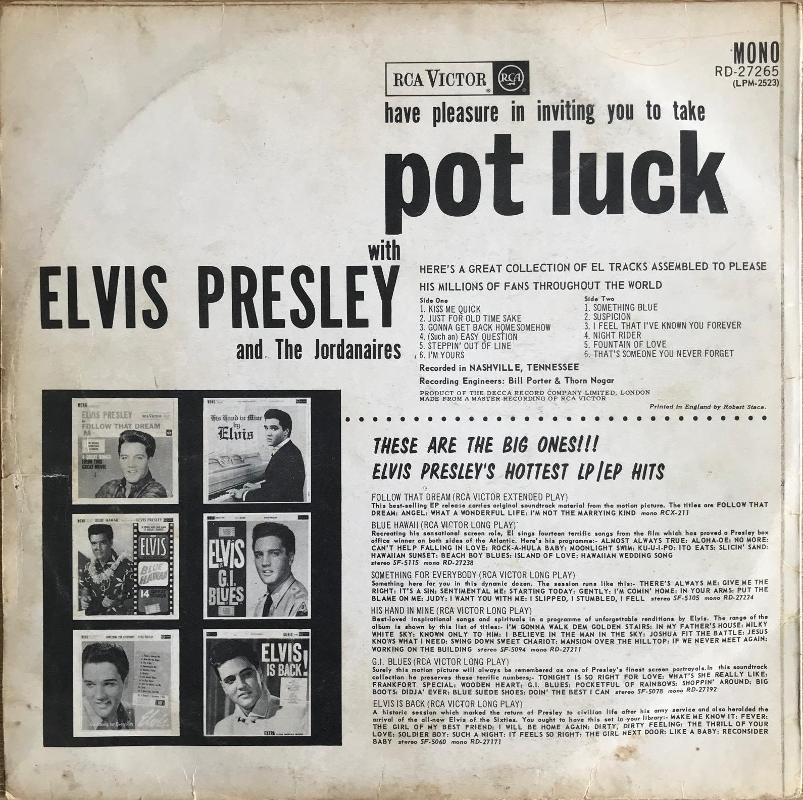 Elvis Presley , Pot Luck With Elvis/ Vinyl - Etsy