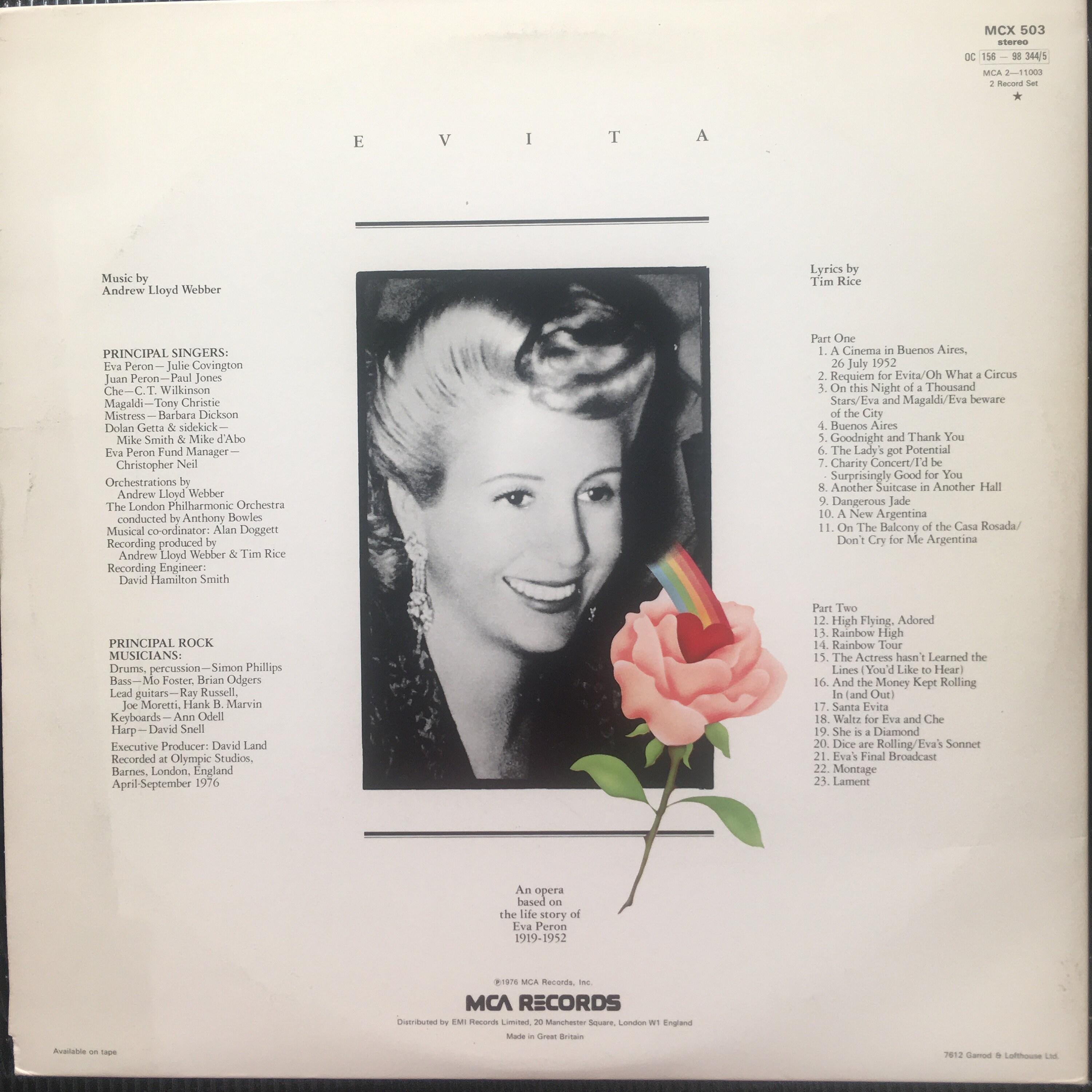 Evita, Andrew Lloyd Webber & Tim Rice, the Original Soundtrack / Vinyl ...