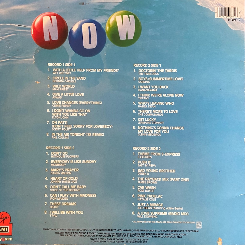 Now Thats What I Call Music 12 Various Artists 1988 NOW12 | Etsy