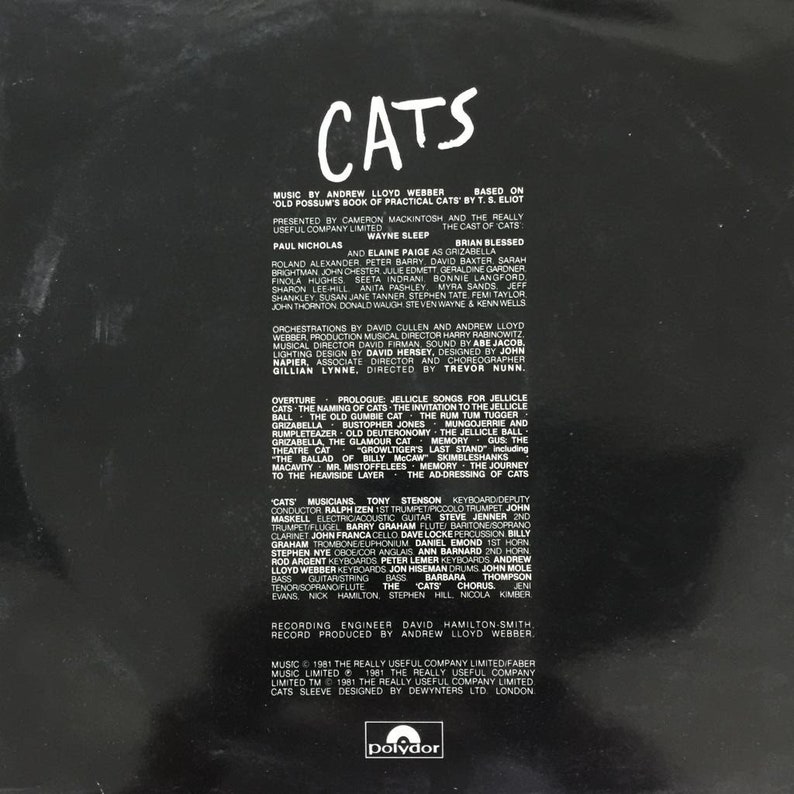 Cats, the Musical by Andrew Lloyd Webber the Original Soundtrack/ Vinyl ...