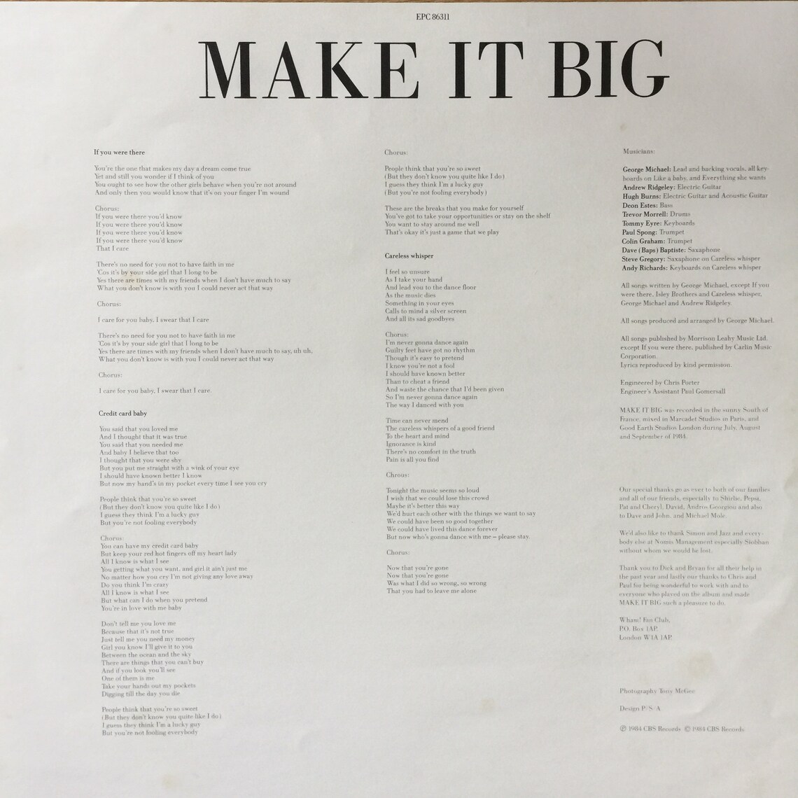 Wham Make It Big / Vinyl - Etsy