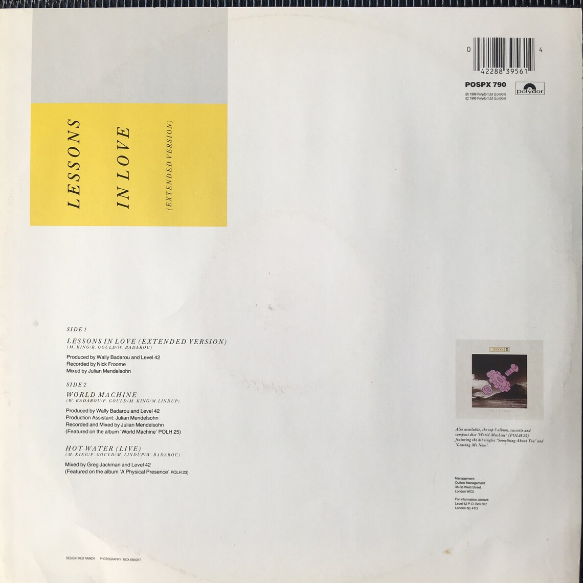 Level 42, Lessons in Love/ 12 Inch / Vinyl / Gift/ Groove Vinyl - Etsy