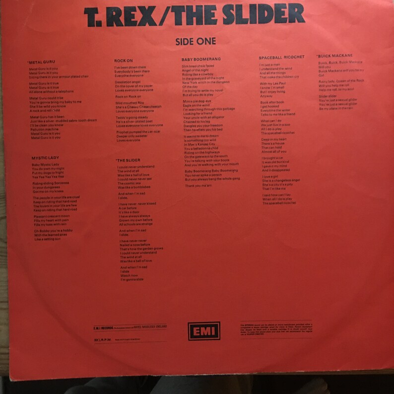 Marc Bolan & T-rex the Slider / Vinyl - Etsy