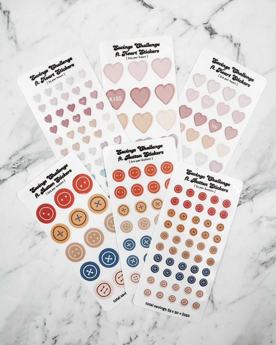 Cute Stickers Savings Challenge in Set of 3, A6 Budget Planner, Cash ...