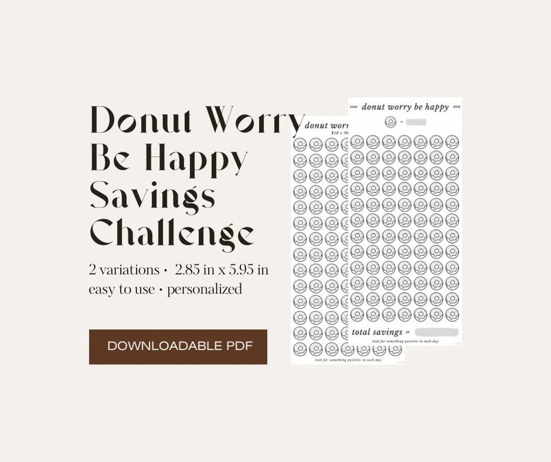 Donut Worry Be Happy Savings Challenge Digital Download, Cute A6 Personal Planner Budget PDF ...
