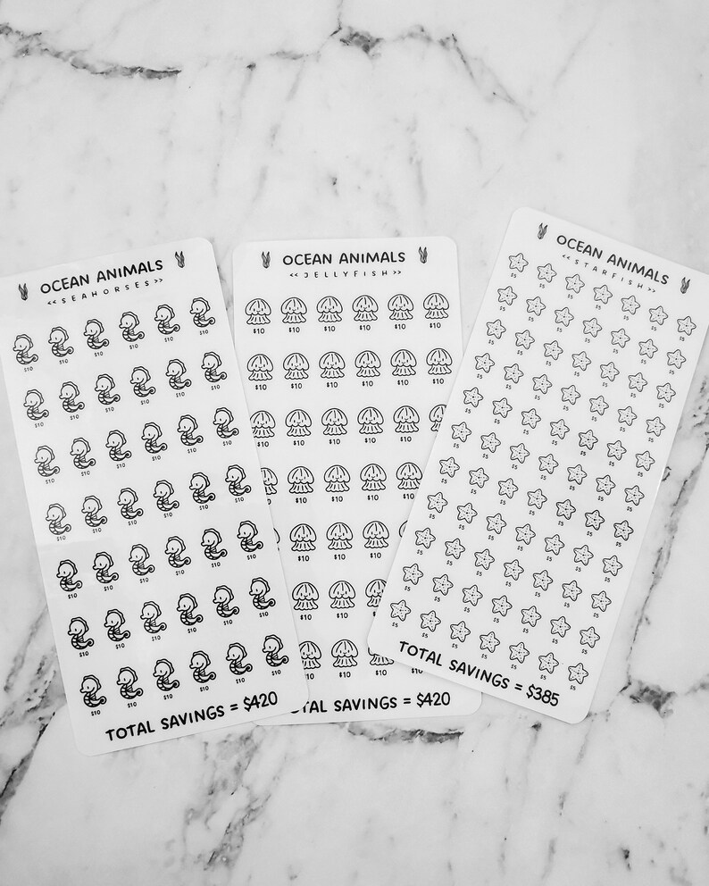 Ocean Animals Savings Challenge: Laminated Cash Budgeting Cards - Etsy