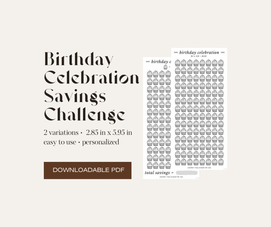 Birthday Celebration Savings Challenge Digital Download PDF ...