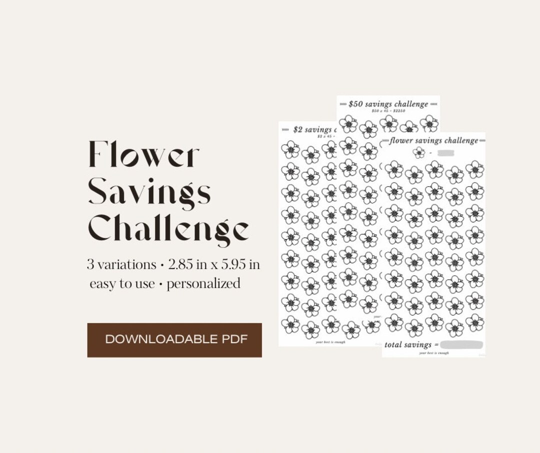 Flower Savings Challenge Digital Download, A6 Budget Planner, Low ...