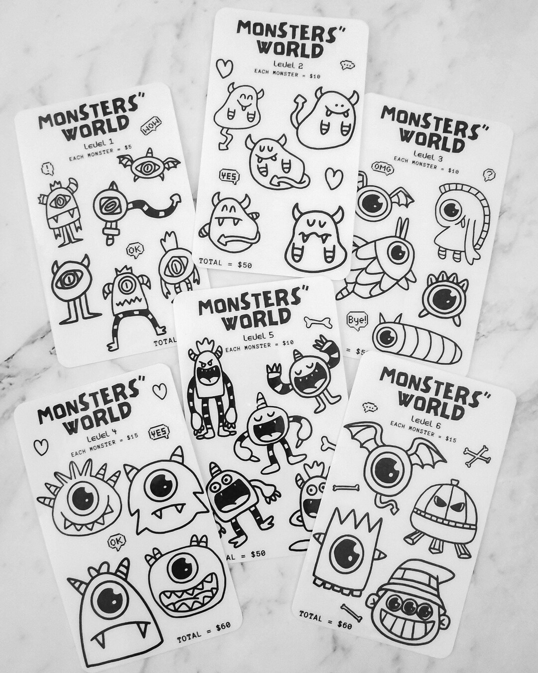 Monsters World Set of 6 Savings Challenge for A7 Planner, Cute Retro ...