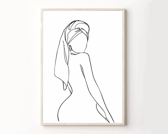 One Line Portrait Female Decor One Line Art One Line - Etsy
