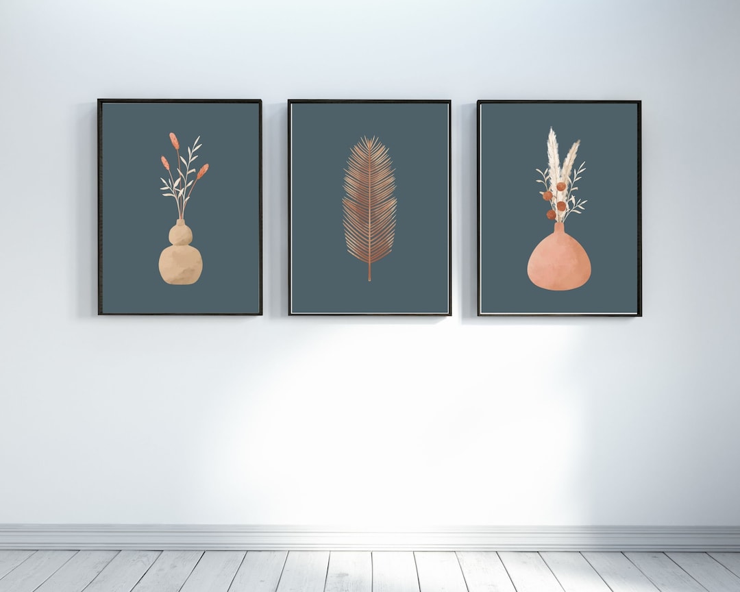 Set of Three Prints, 3 Set of Wall Art, Abstract Botanical Art Set of 3 ...