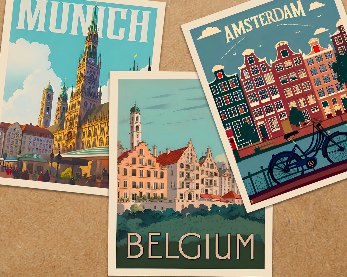 Vintage European Postcards Digital Paper 10x8 - Etsy