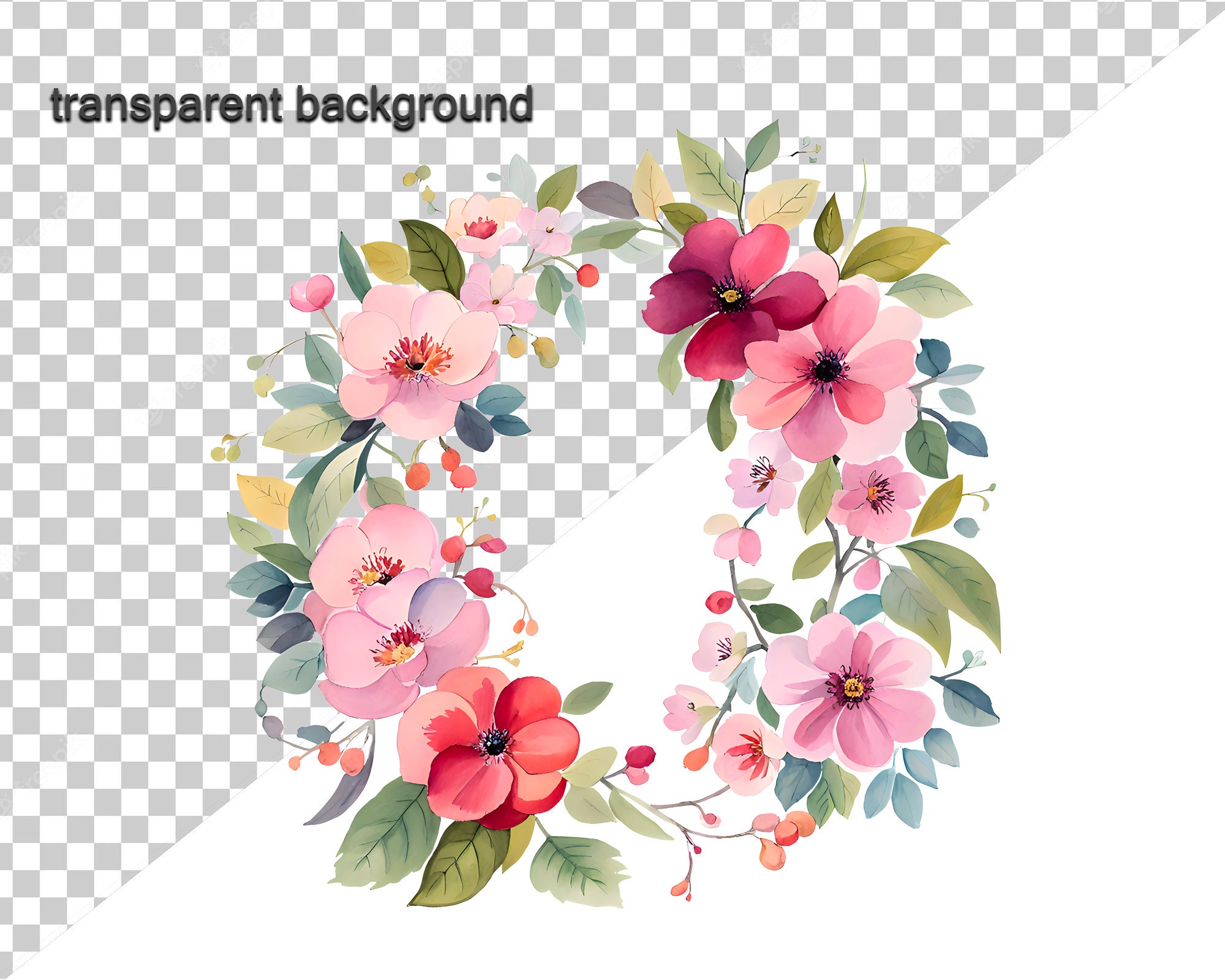 Watercolor Floral Wreath Clipart - Set of 6 Vector, PNG Files - Etsy