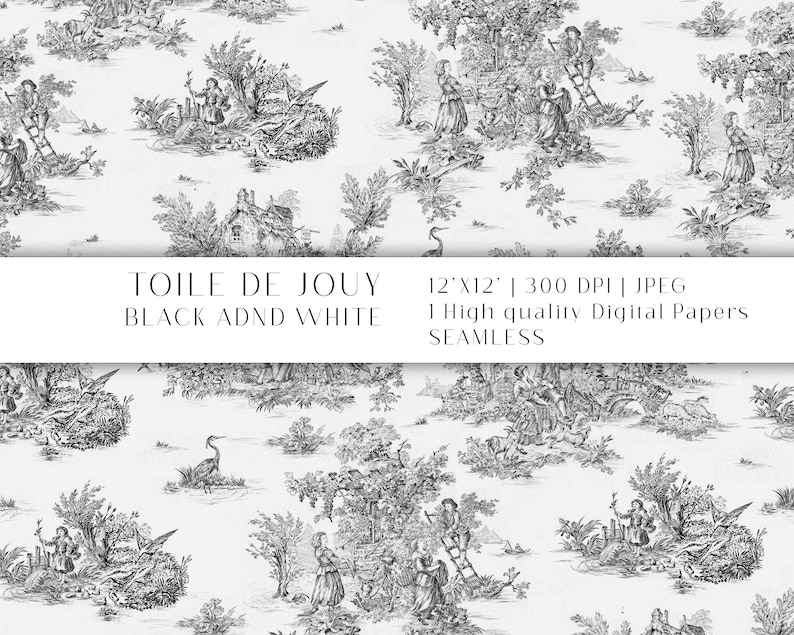 Toile Digital Paper, Toile De Jouy Digital Paper, Classic French ...