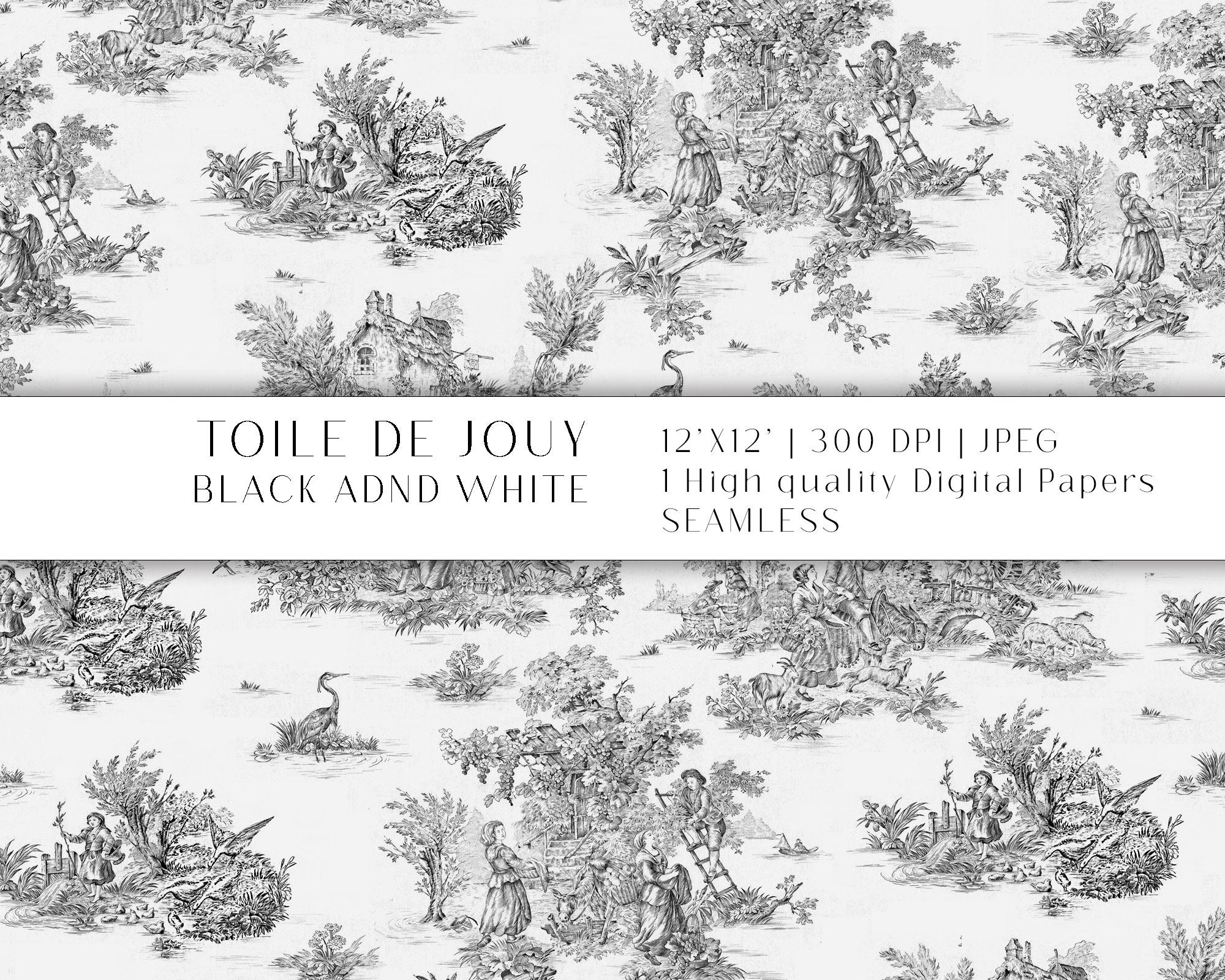 Toile Digital Paper, Toile De Jouy Digital Paper, Classic French ...