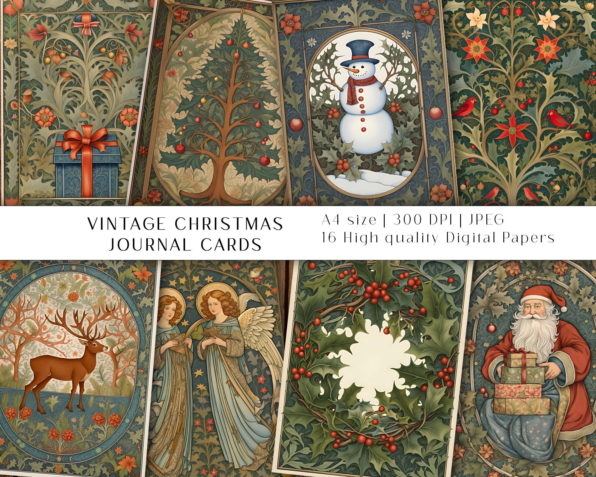 Vintage Christmas Printable Art Digital Download Christmas - Etsy