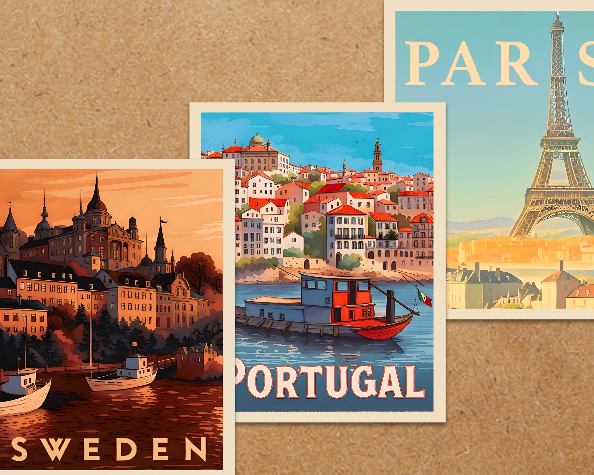 Vintage European Postcards Digital Paper 10x8, 300 DPI, Set of 12 ...