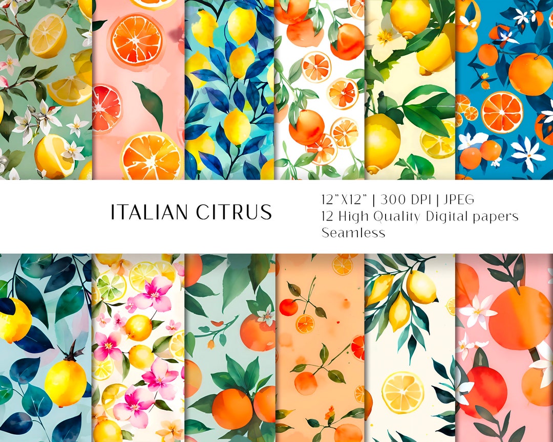Citrus Digital Papers, Lemon Digital Paper, Orange Digital Paper ...