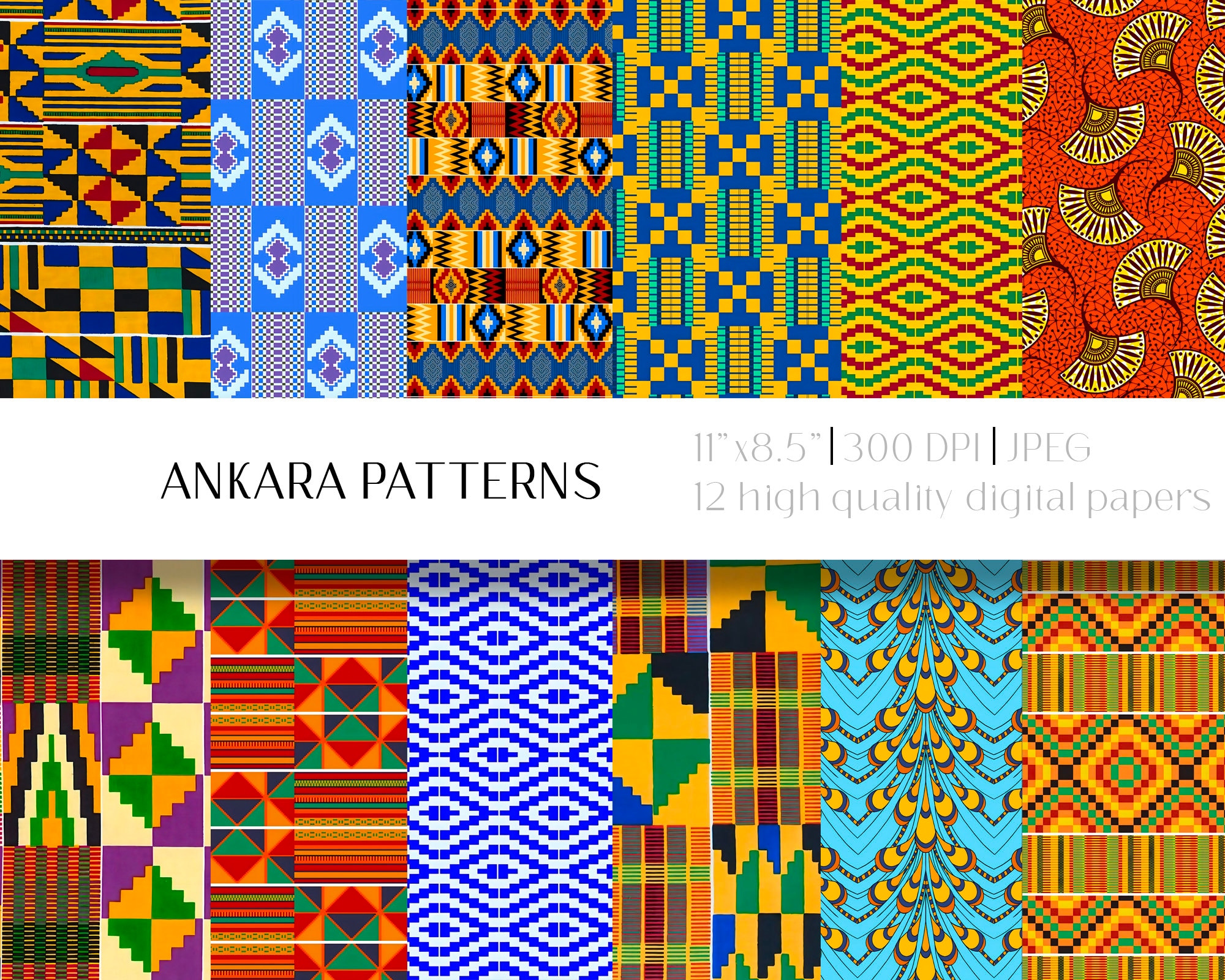 Ankara Designs Digital Paper, Seamless, African Ankara, 10'x8', Instant ...