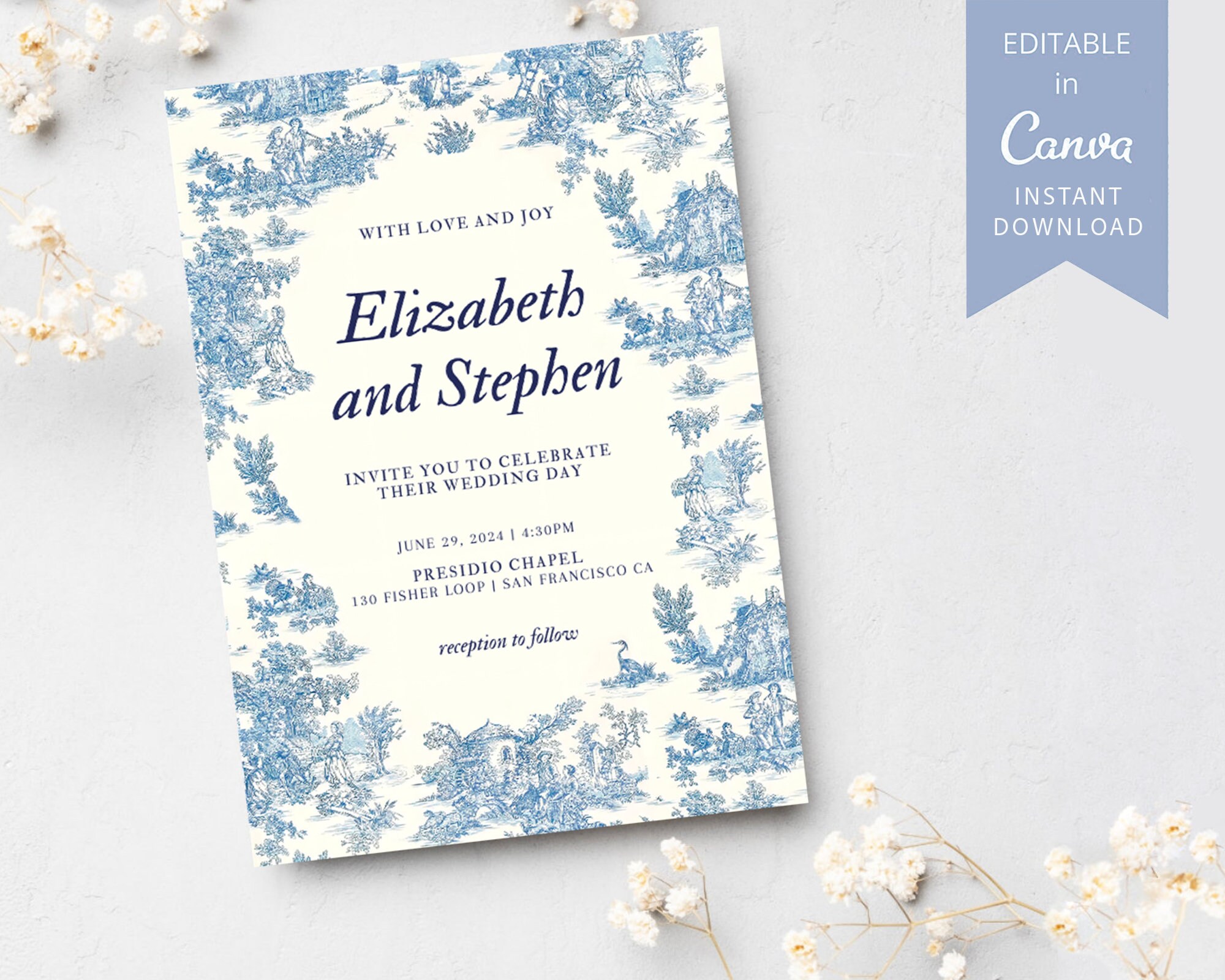 Toile De Jouy Wedding Invitation Wedding Invitations Printable ...