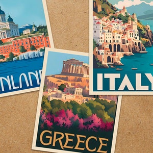 Vintage European Postcards Digital Paper - 10"x8", 300 DPI, Set of 12 ...