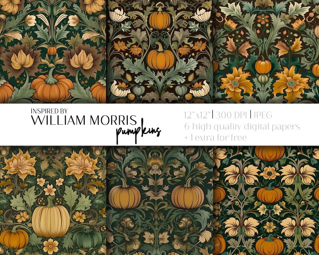 William Morris Fall Pumpkin Digital Paper, Autumn Printable (digital ...