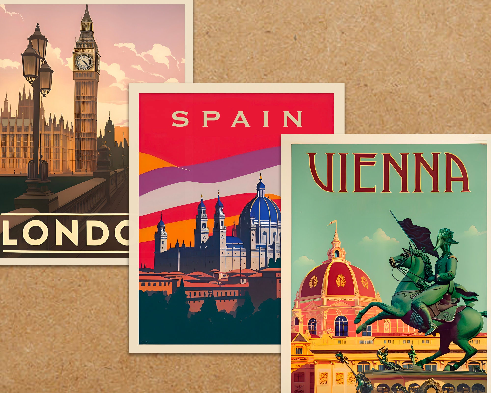 Vintage European Postcards Digital Paper 10x8, 300 DPI, Set of 12 ...