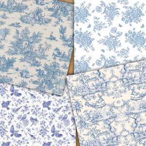 Toile Digital Paper, Toile De Jouy Digital Paper, Blue and White ...