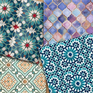 Moroccan Tile Digital Paper Designs, 300 DPI, 12"x12", Instant Download ...