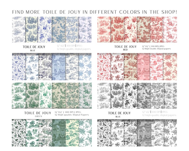 Toile Digital Paper, Toile De Jouy Digital Paper, Classic French ...
