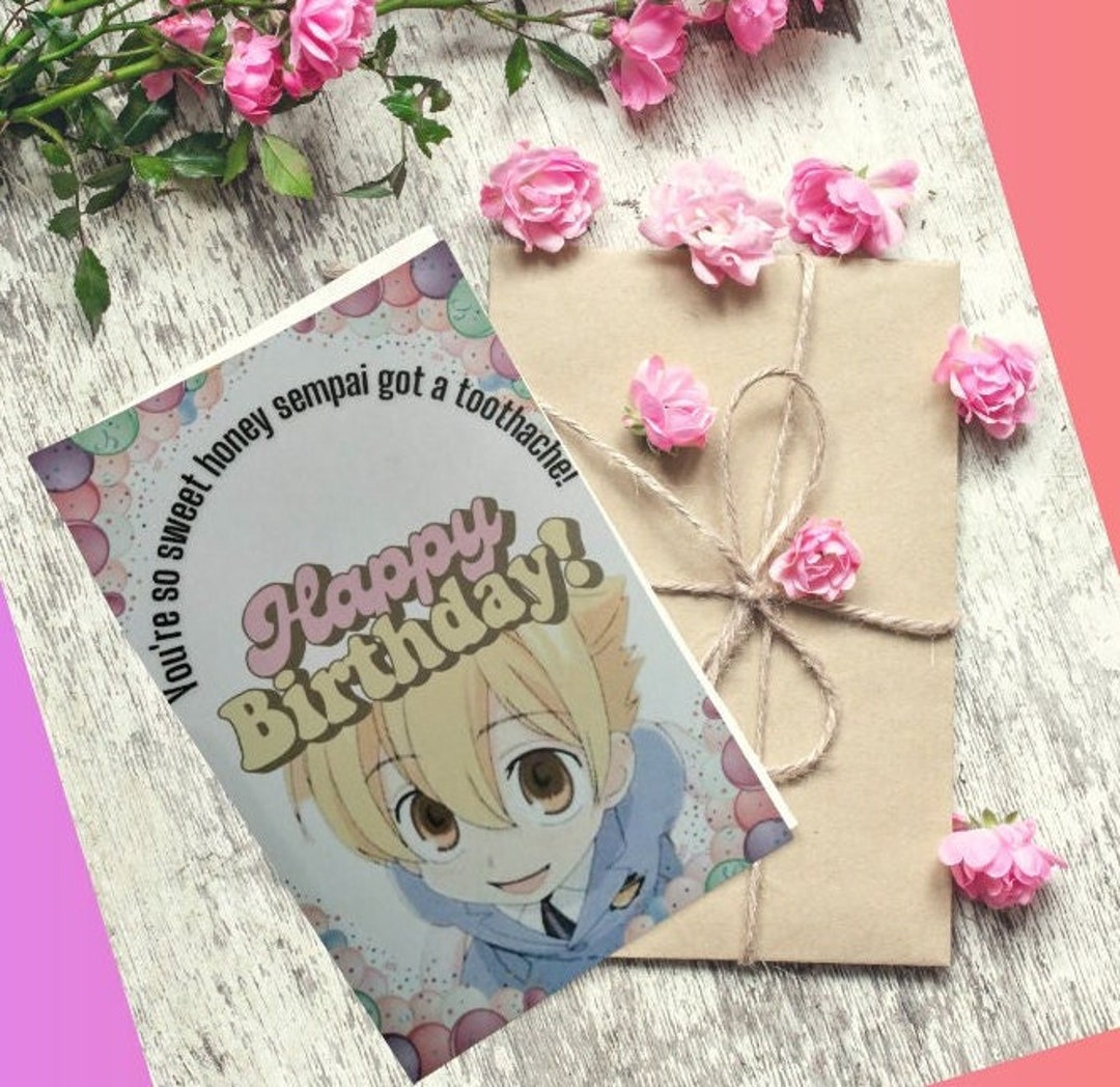 Anime Orahan Host Club Birthday Card (honey Senpai) - Etsy