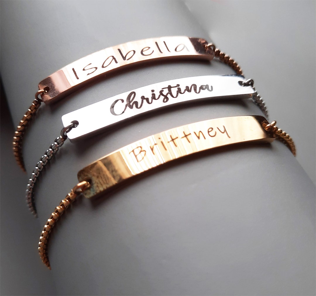Personalised Engraved Jewelry, Custom Name Bracelet for Women, Dainty ...