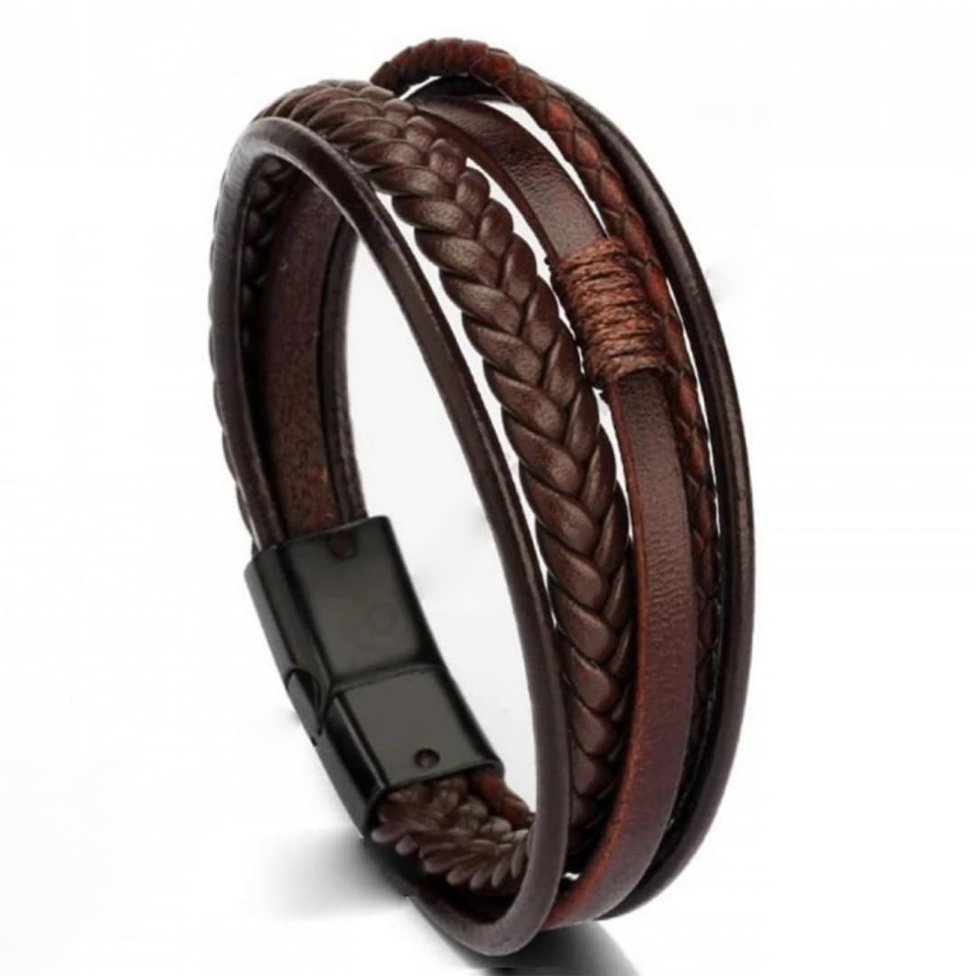 Personalized Genuine Leather Men’s Bracelet - Anniversary Gift for ...