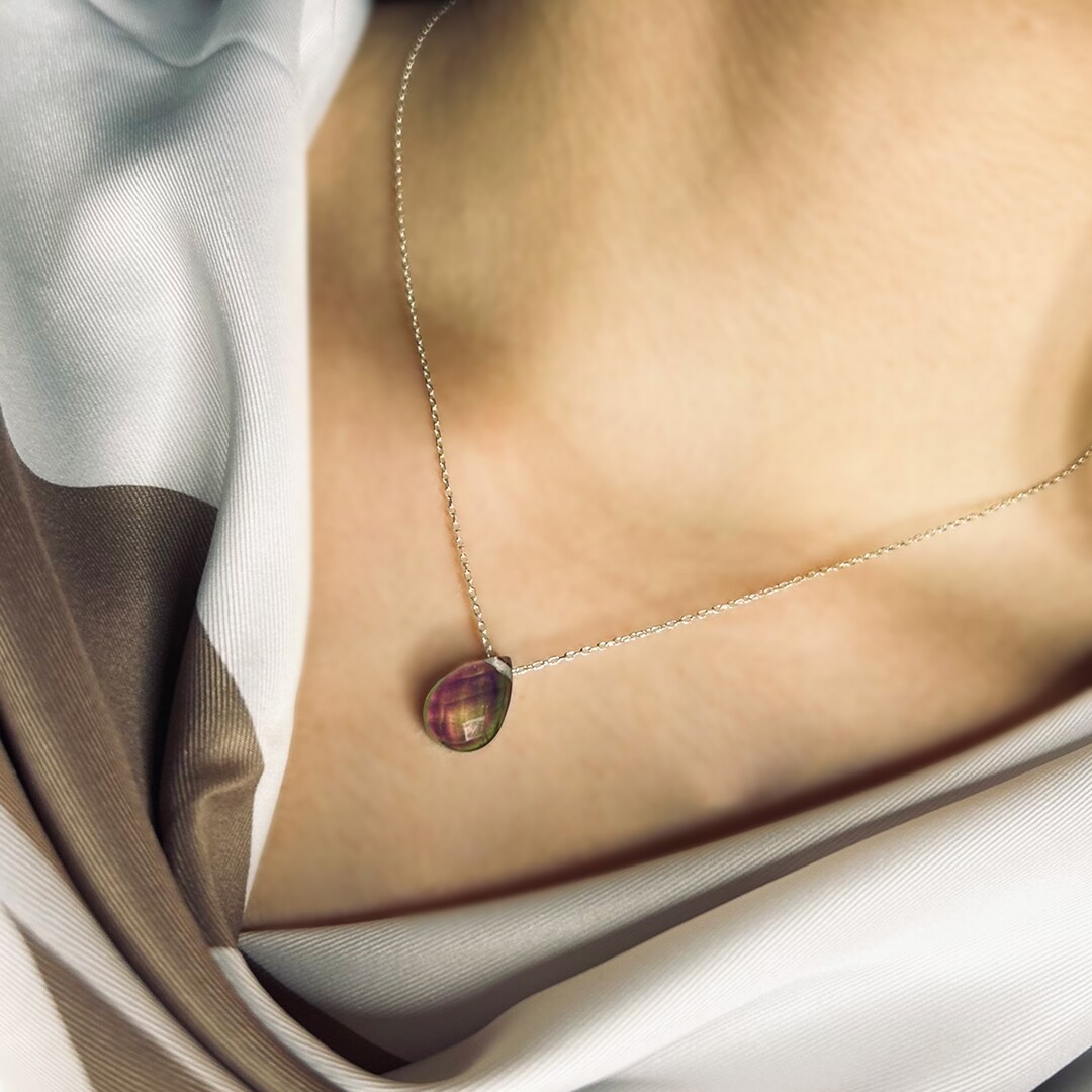 MOOD STONE SILVER Necklace, Changing Color Necklace, Emotion Stone ...