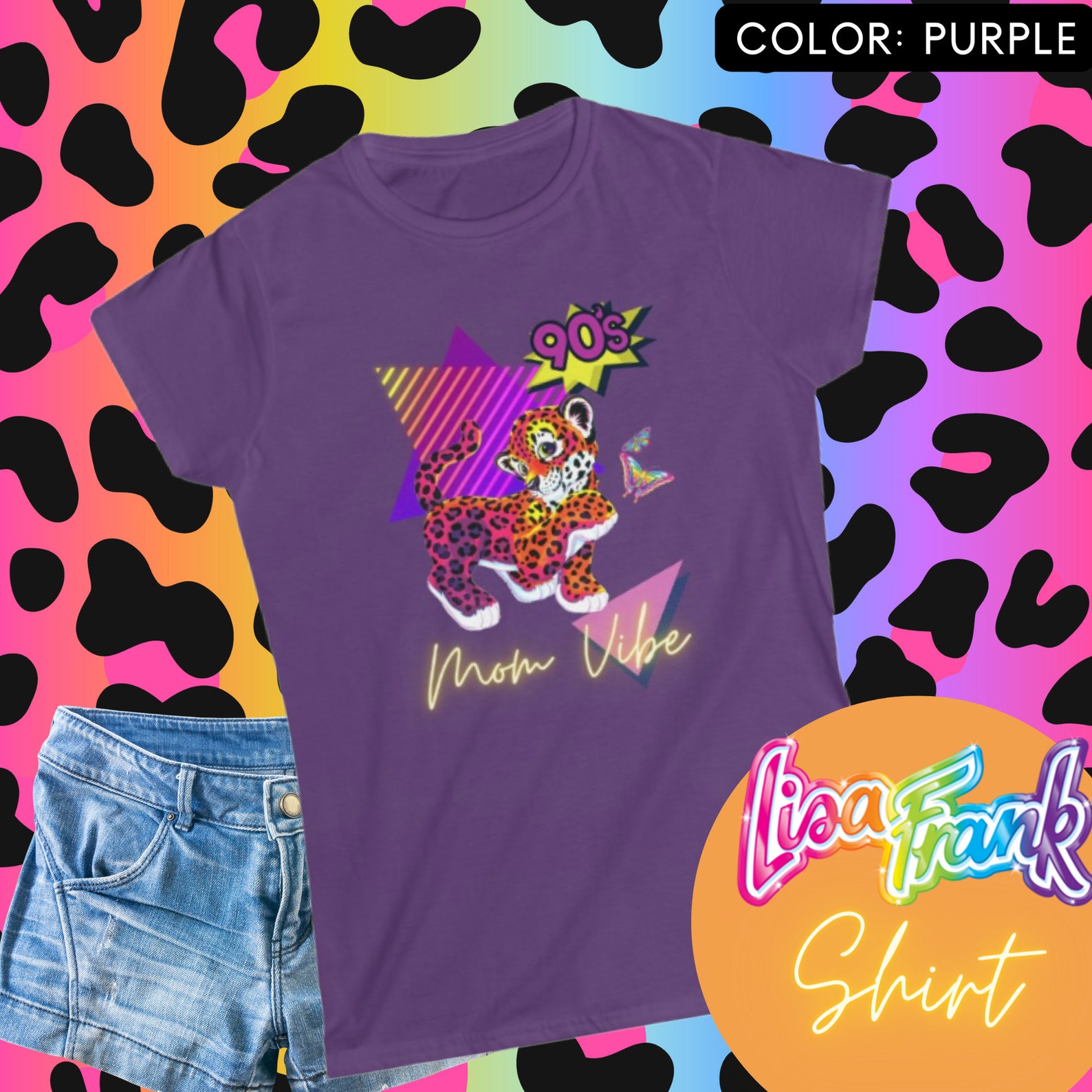 Lisa Frank 90's Mom Vibe Shirt | Women's Lisa Frank Shirt | Leopard ...