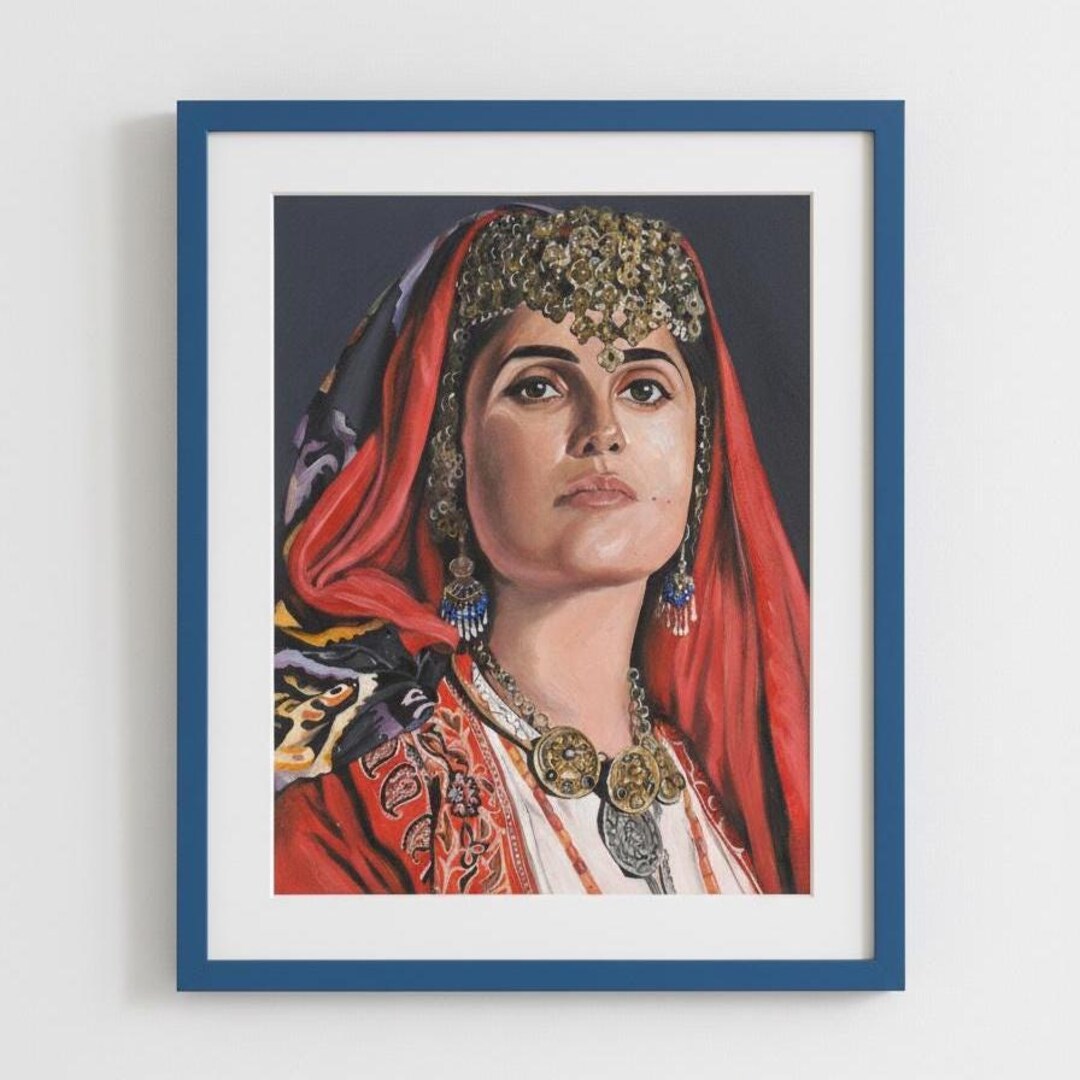 Moroccan Lady Art Print – Red Boho Home Decor, Art Lover Gift - Etsy