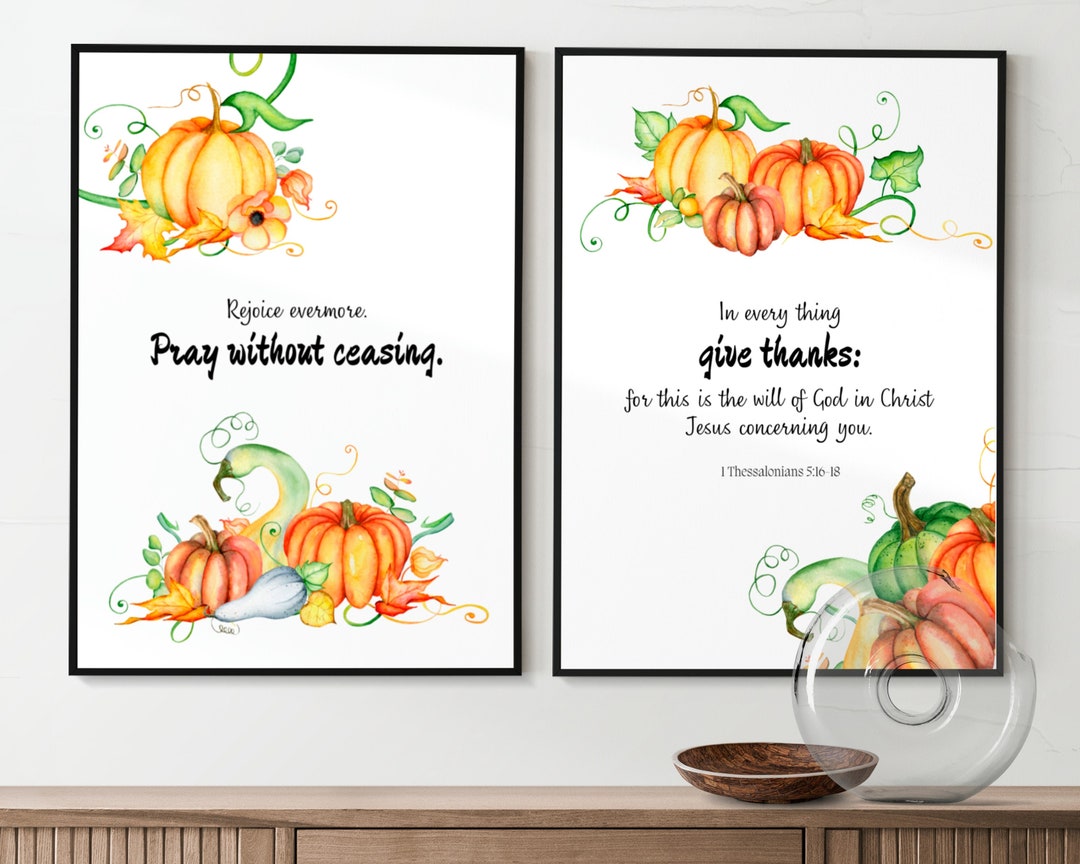 1 Thessalonians 5:16-18 Give Thanks, Thanksgiving KJV Bible Verse Set ...