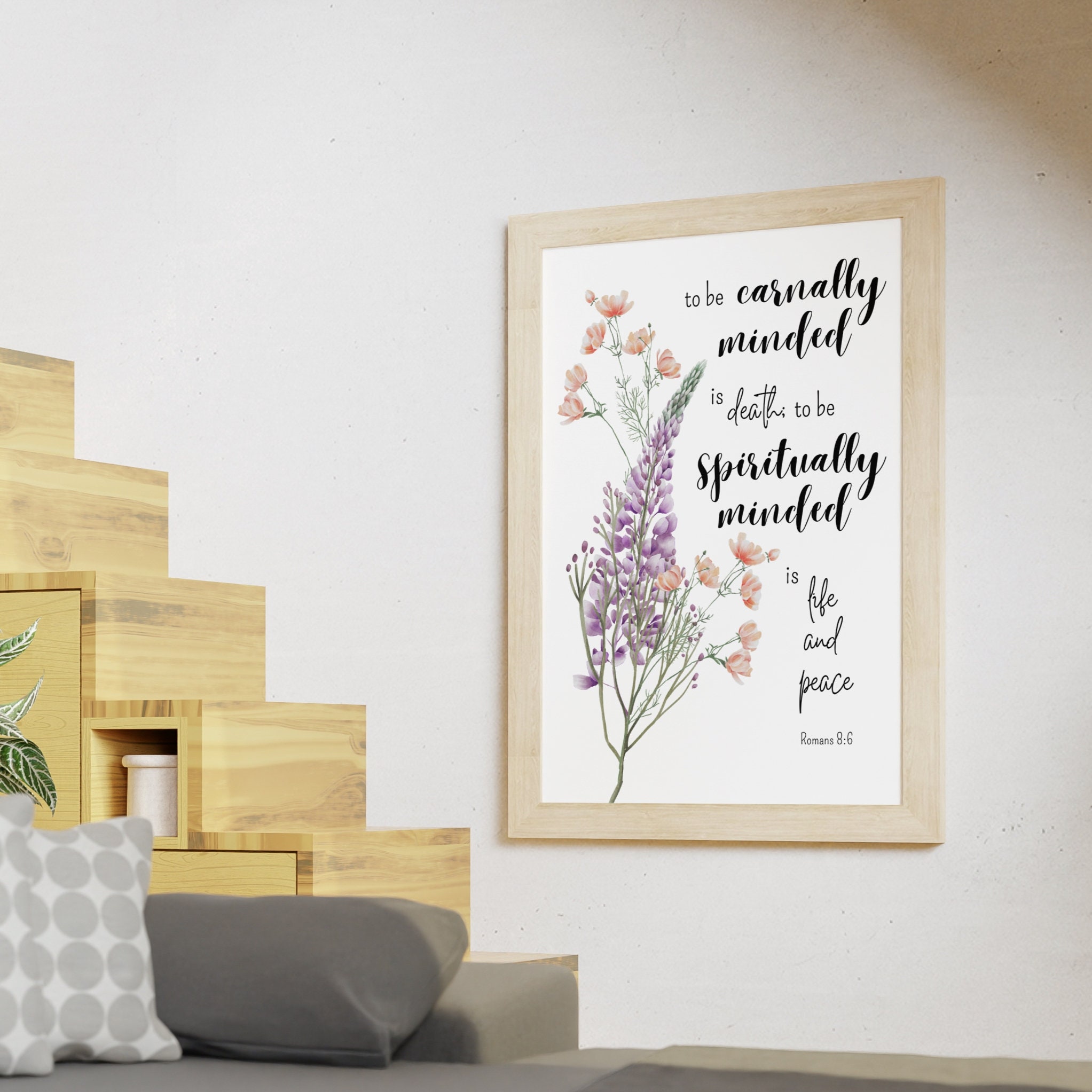 Romans 8:6, Printable Bible Verse Wall Art, KJV Bible Art, Bible Quotes ...