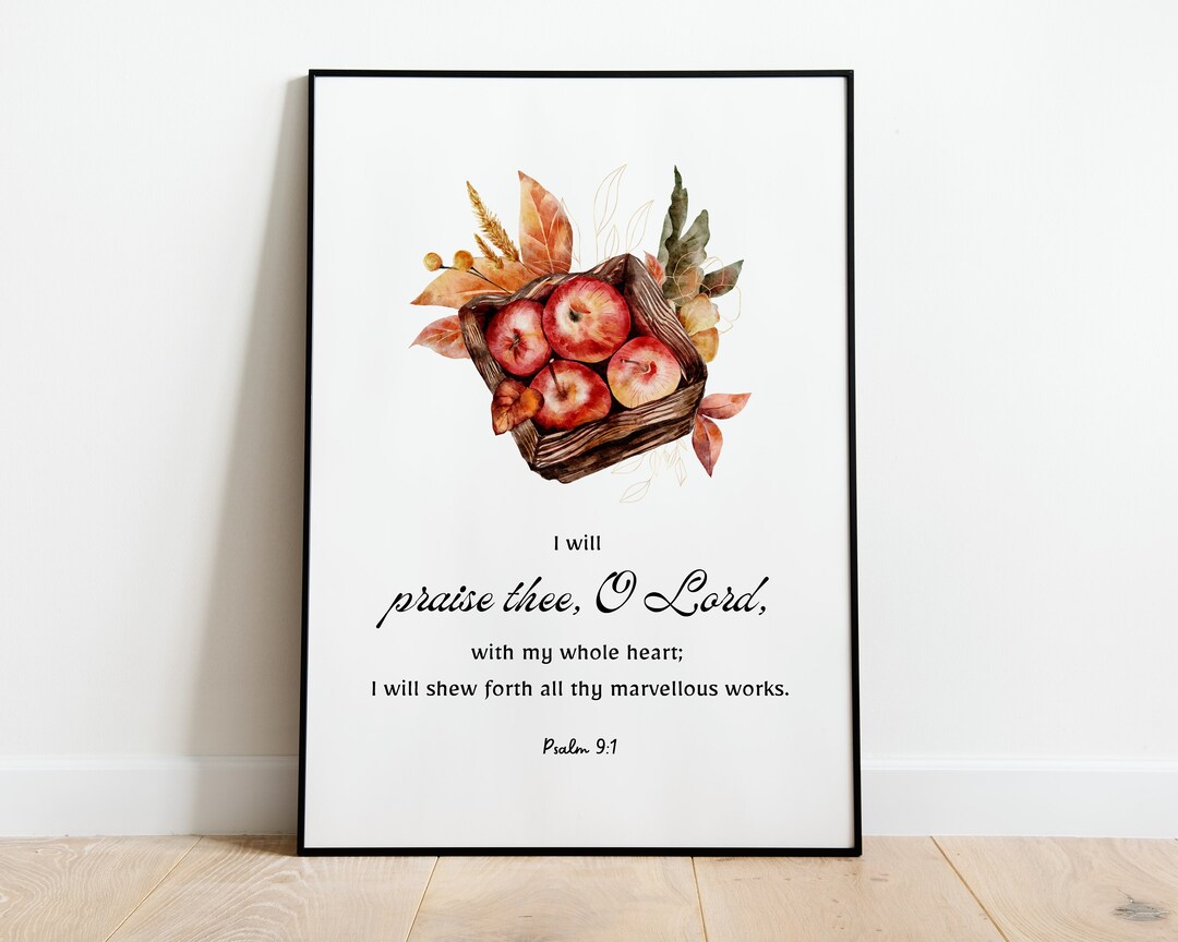Psalm 9:1 Praise Thee O Lord, Thanksgiving KJV Bible Verse, Printable ...