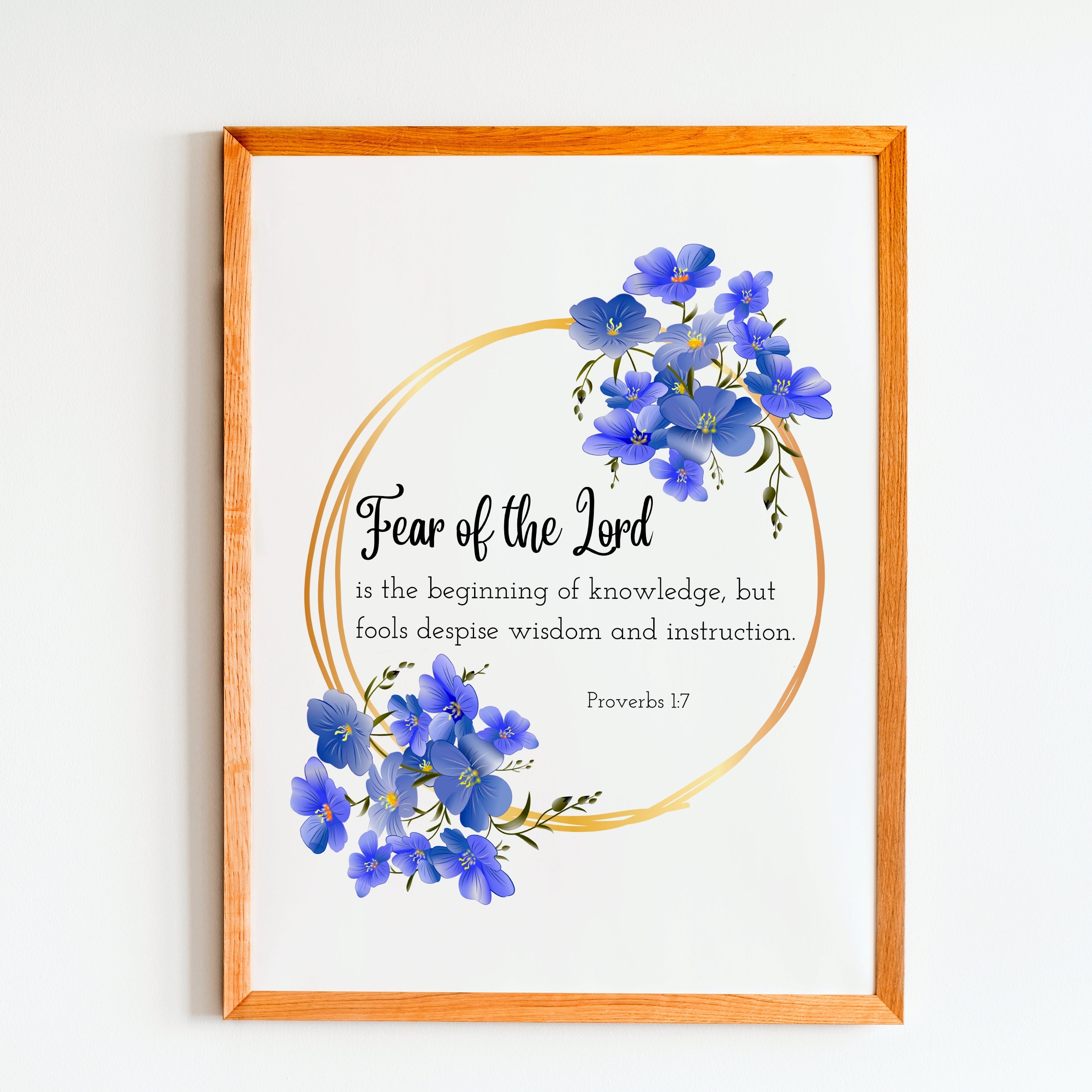 Proverbs 1:7 Fear the Lord, Printable Bible Verse Wall Art, Scripture ...