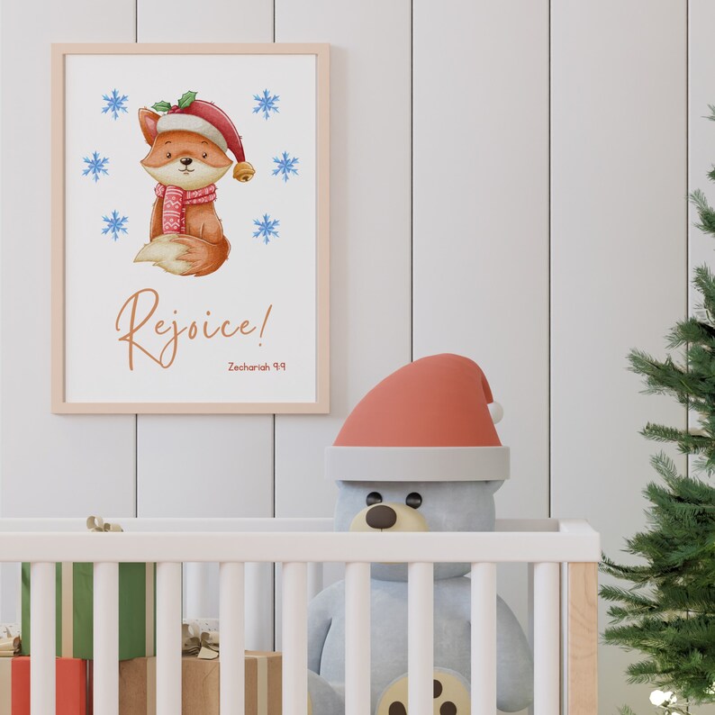 Zechariah 9:9, Rejoice, Printable Christmas Fox Wall Art, Instant ...