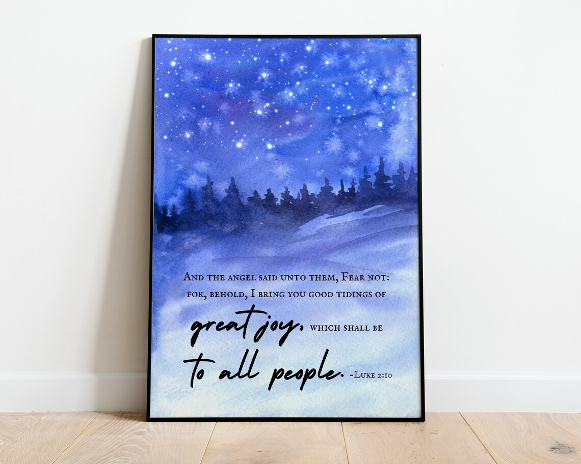 Luke 2:10 KJV, Printable Christmas Bible Verse Wall Art, Watercolor ...
