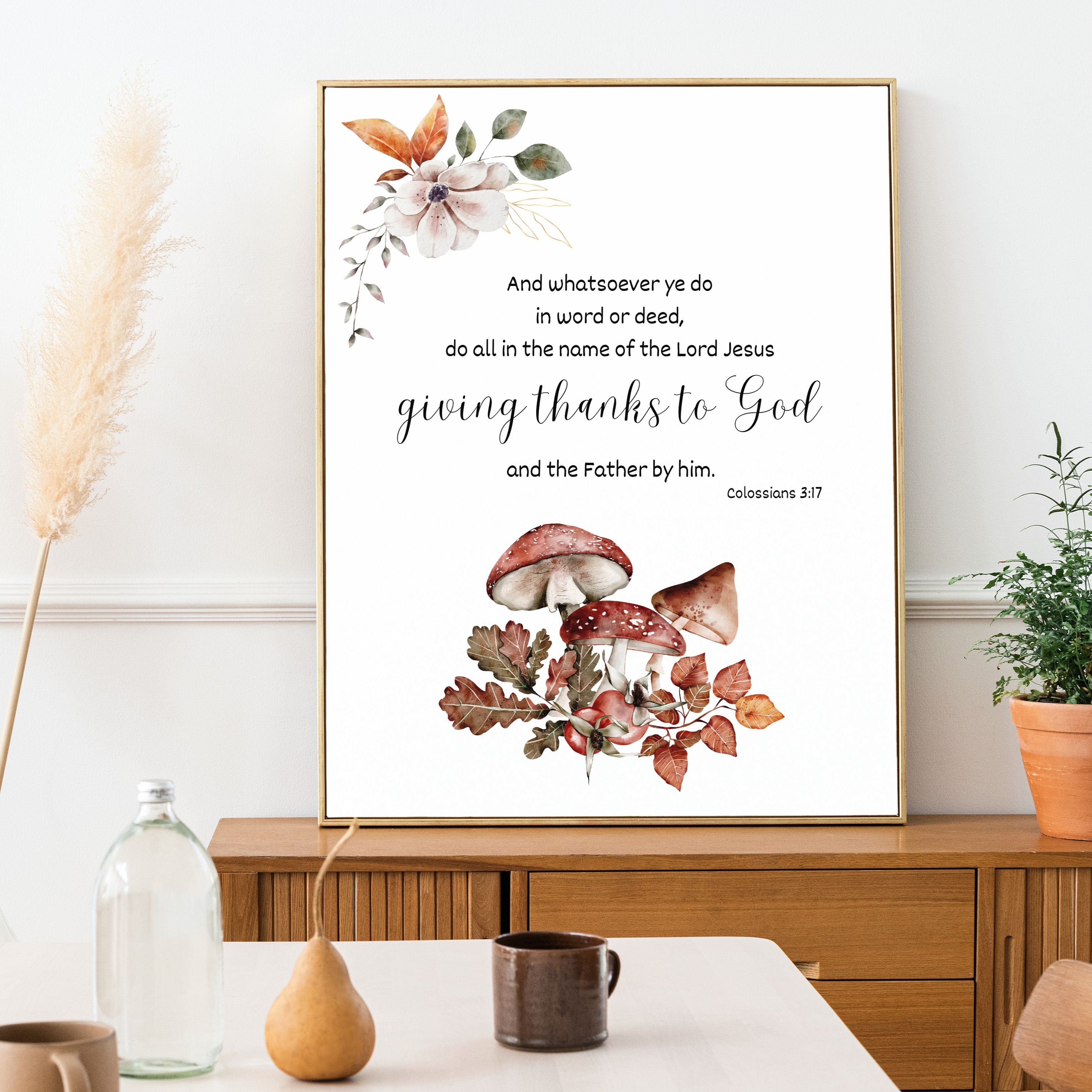 Thanksgiving KJV Bible Verse Set of 6, Printable Autumn Wall Art, DIY ...