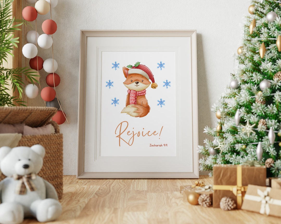 Zechariah 9:9, Rejoice, Printable Christmas Fox Wall Art, Instant ...