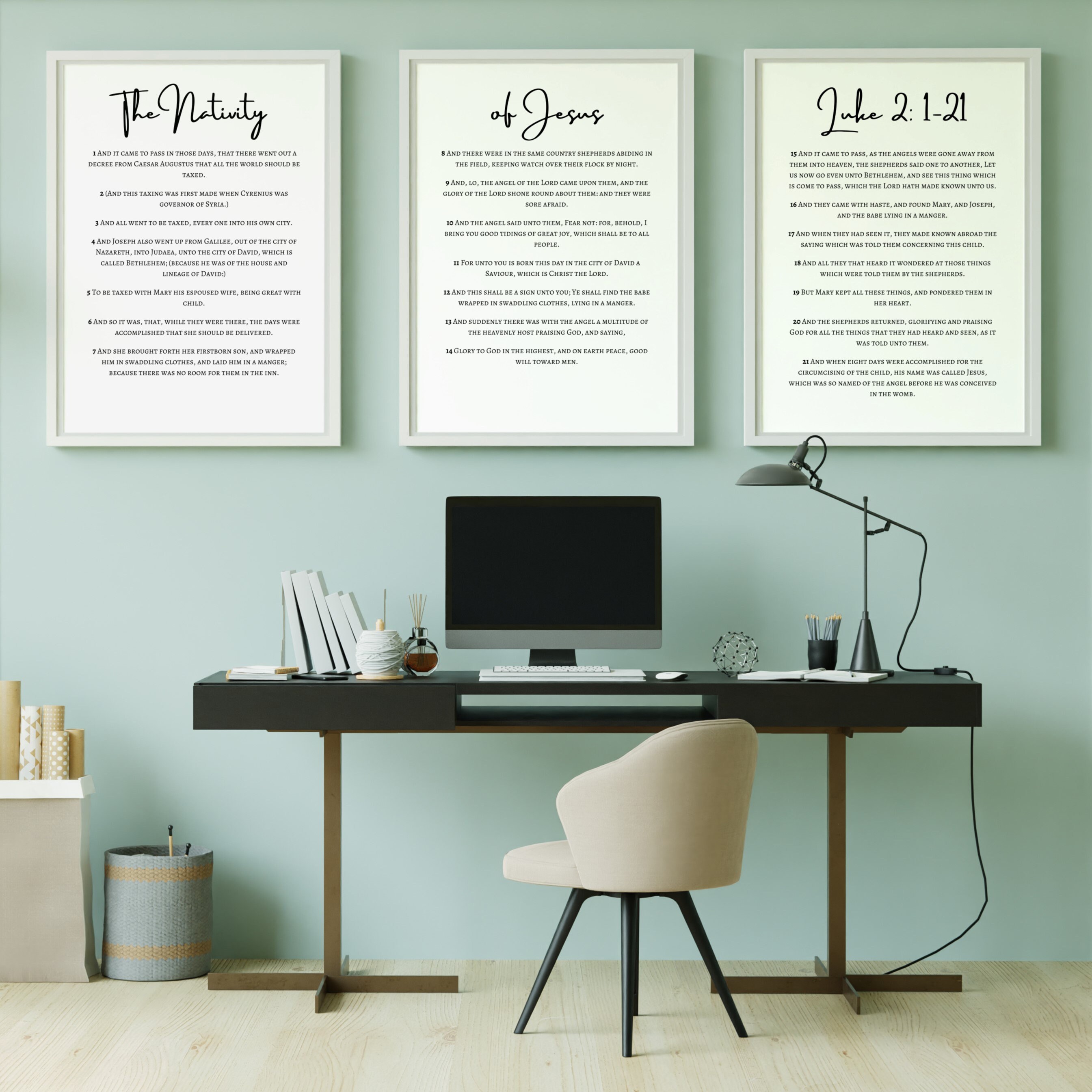 The Nativity of Jesus, Christmas KJV Bible Verse Wall Art Print, the ...